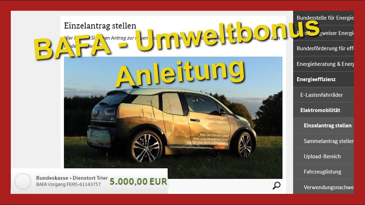 Beantragung BAFA-Umweltbonus für E-Autos - Anleitung - so geht´s! - YouTube