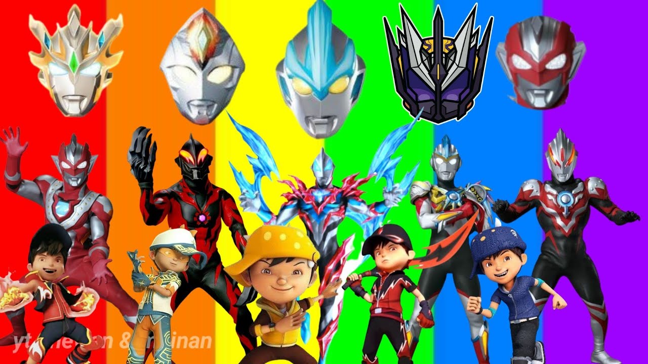 memasangkan topeng di boboiboy, boboiboy berubah menjadi ultraman zero ...