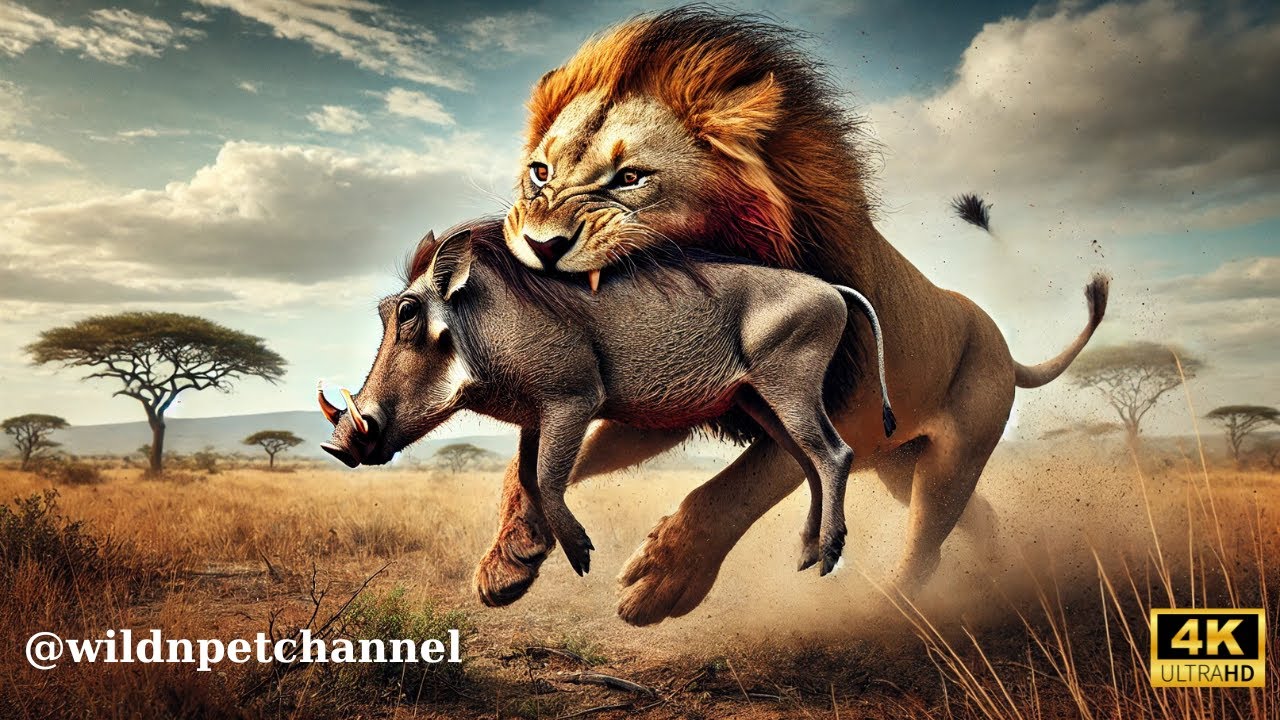 The Hunt of a Lifetime Mother Lioness Tracks a Warthog - YouTube