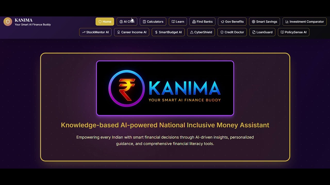 KANIMA - Knowledge-based AI-powered National Inclusive Money Assistant ...