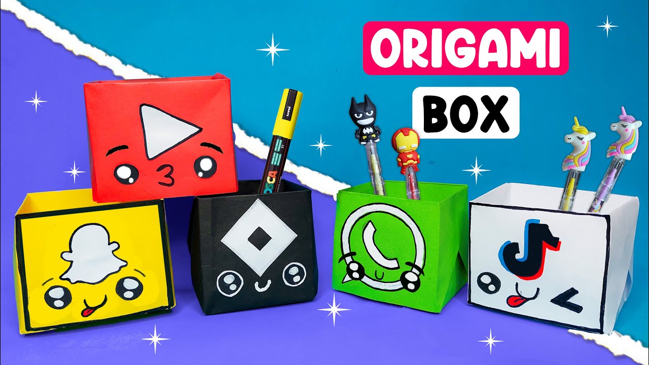 Origami paper box TikTok, Whatsapp, Roblox and Youtube | DIY Back to ...