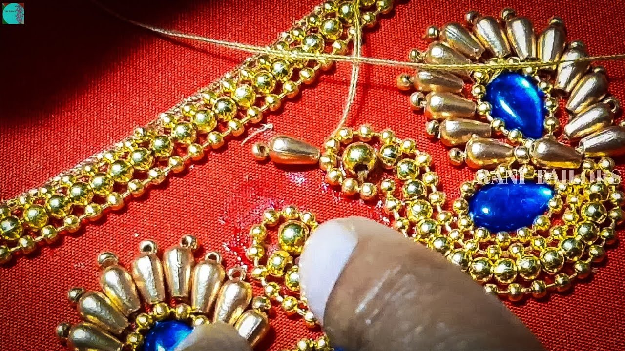 beautiful bead work peacock design using normal needle - YouTube