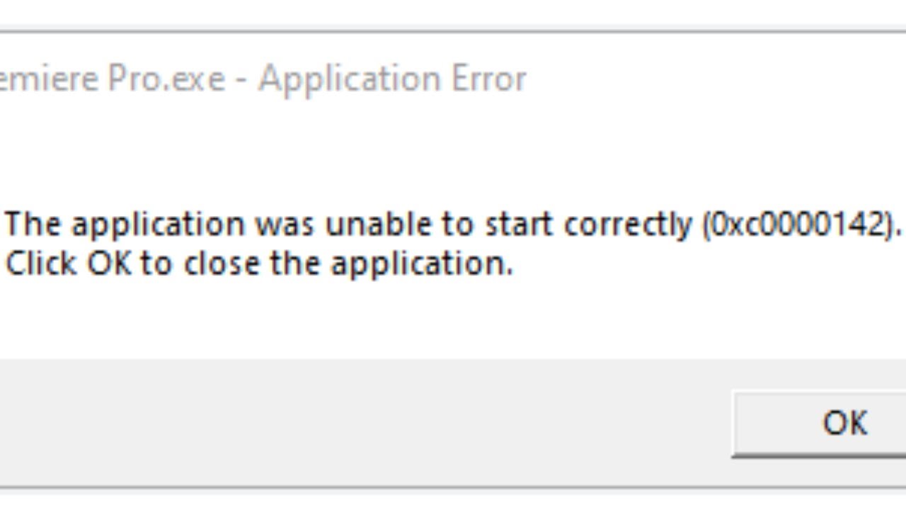 How To Resolve Adobe Premiere Pro Error Code 0xc0000142? - YouTube