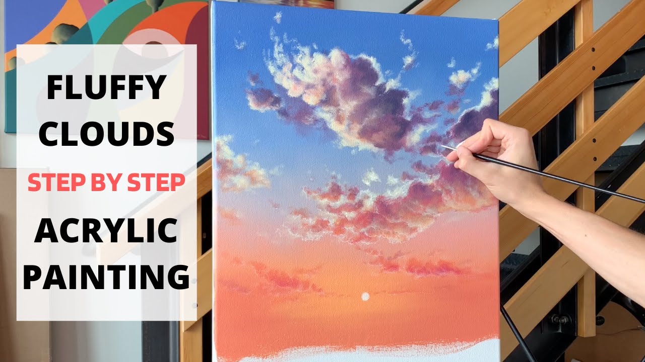 How to Paint Clouds Acrylic Painting STEP by STEP - YouTube