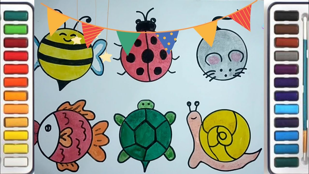 How to draw animal || Menggambar dan mewarnai hewan | Colorful for kids ...