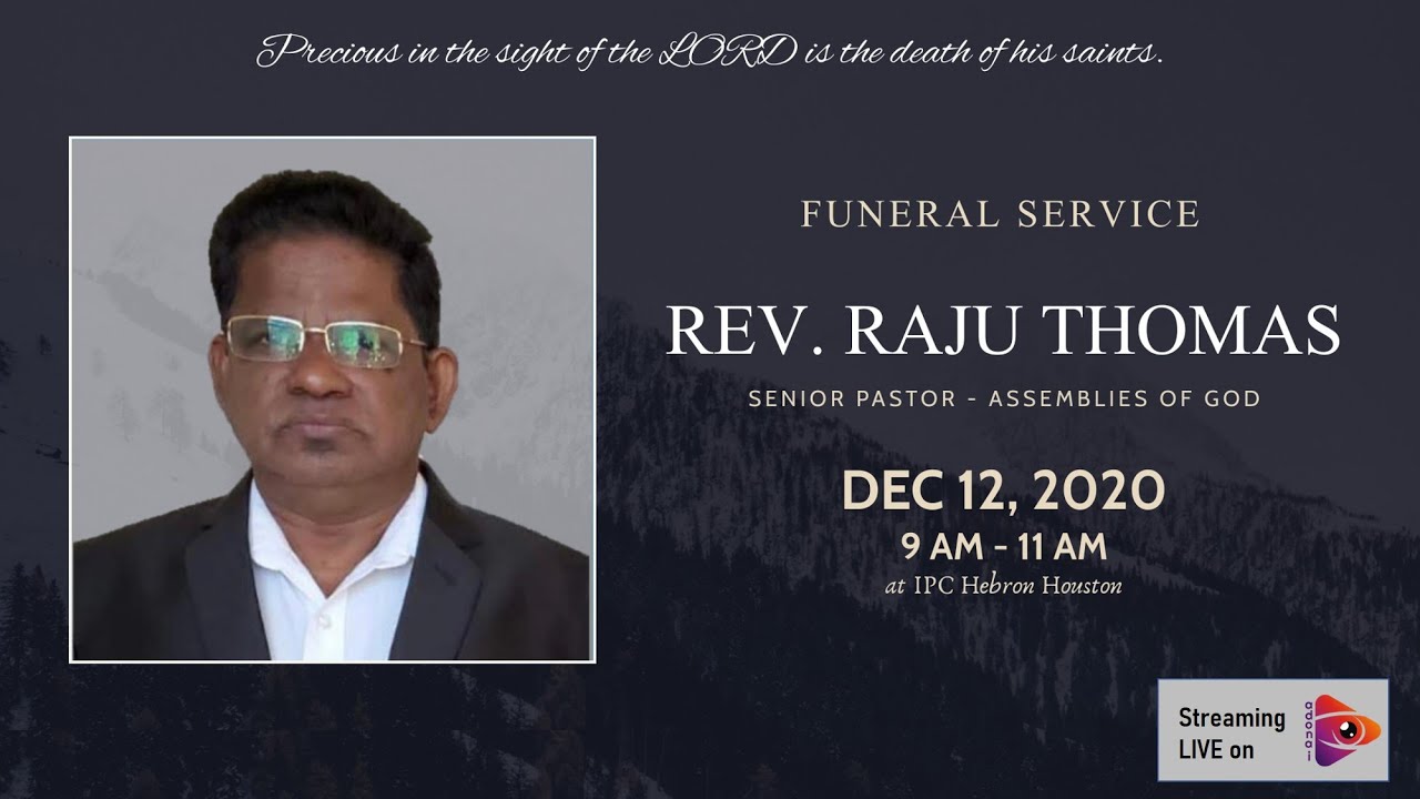 Funeral Service - Rev. Raju Thomas - YouTube