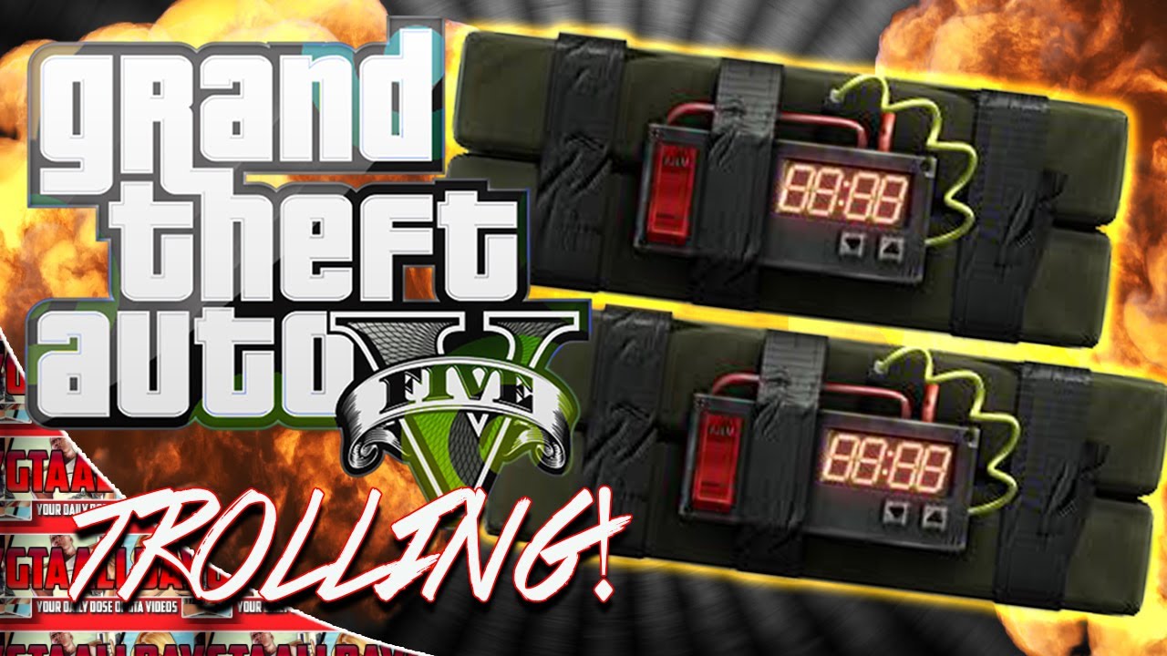 GTA 5 ONLINE - Sticky Bomb Reactions (HILARIOUS GTA TROLLING) - YouTube