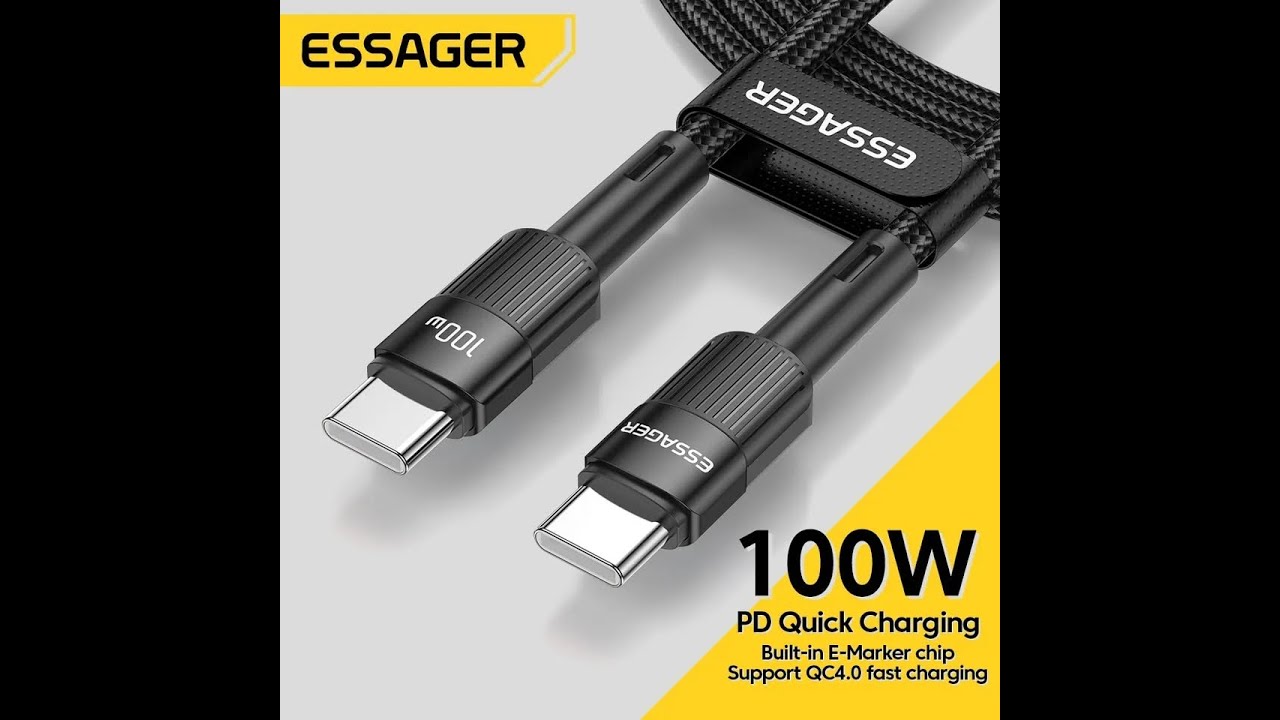 Essager Fast Charging Cable 100W - USB Type-C to USB Type-C - YouTube