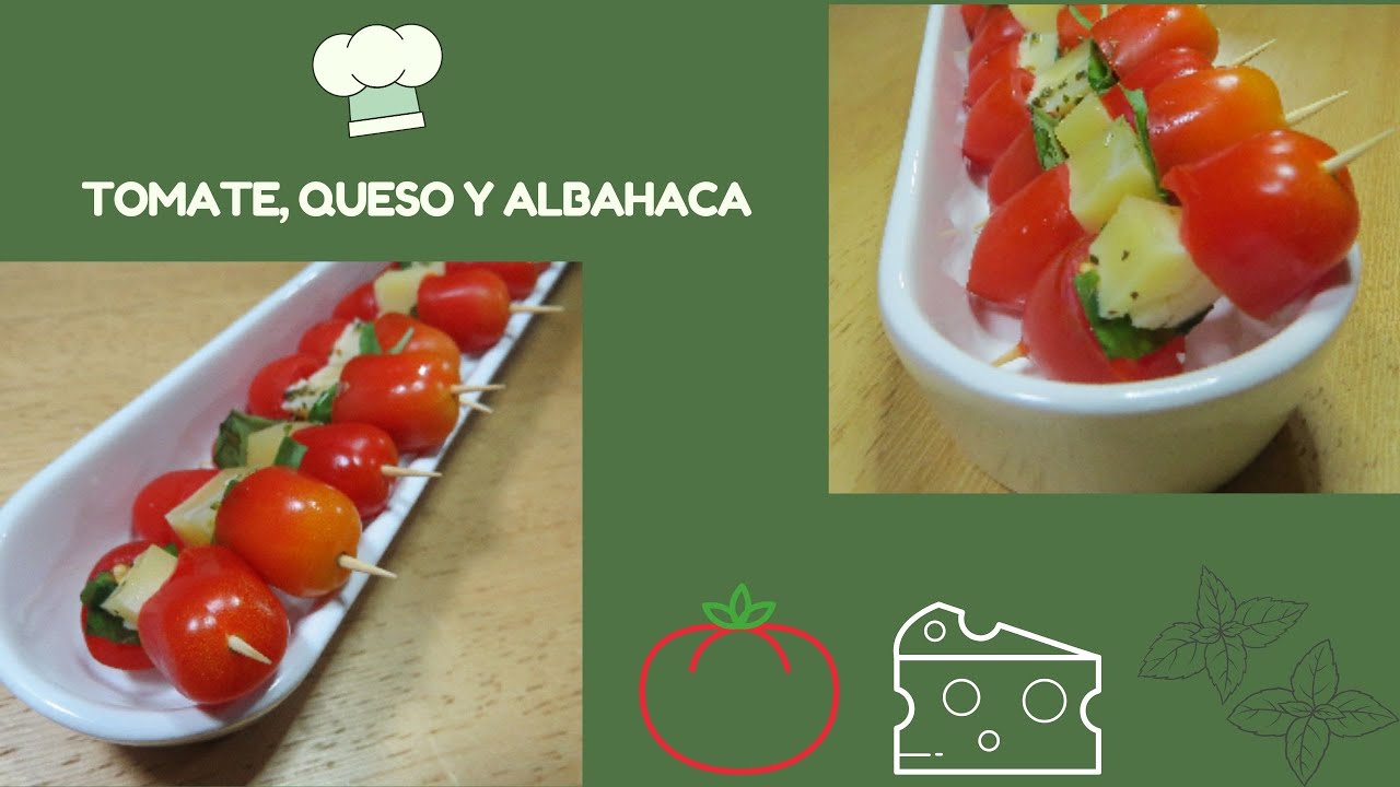 Mini brochetas de tomate cherry, queso y albahaca. Super facil ...