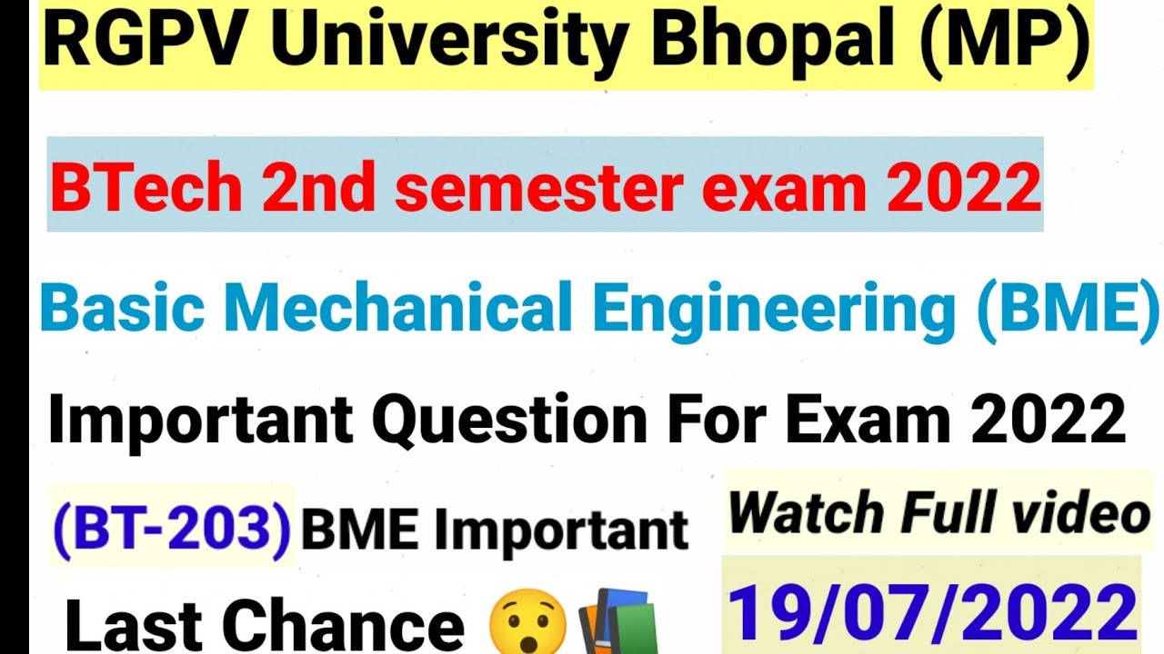 RGPV Basic Mechanical Engineering Important Question || RGPV BTech 2nd semester Exam 2022 ...