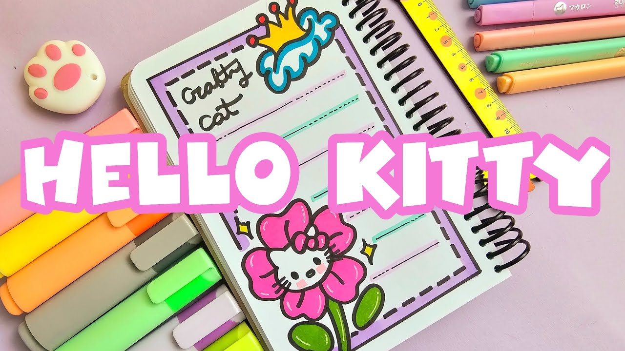 cute and easy border Design 😍 ️ for "hello kitty" lovers 😉 - YouTube