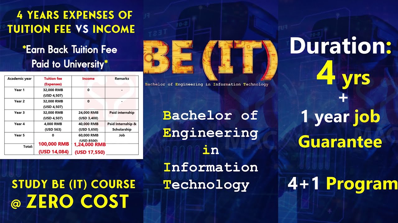 Study BE (IT) course @ ZERO Cost | 4+1 program | 4 years plus one year assured job| MAC TECH EDU ...