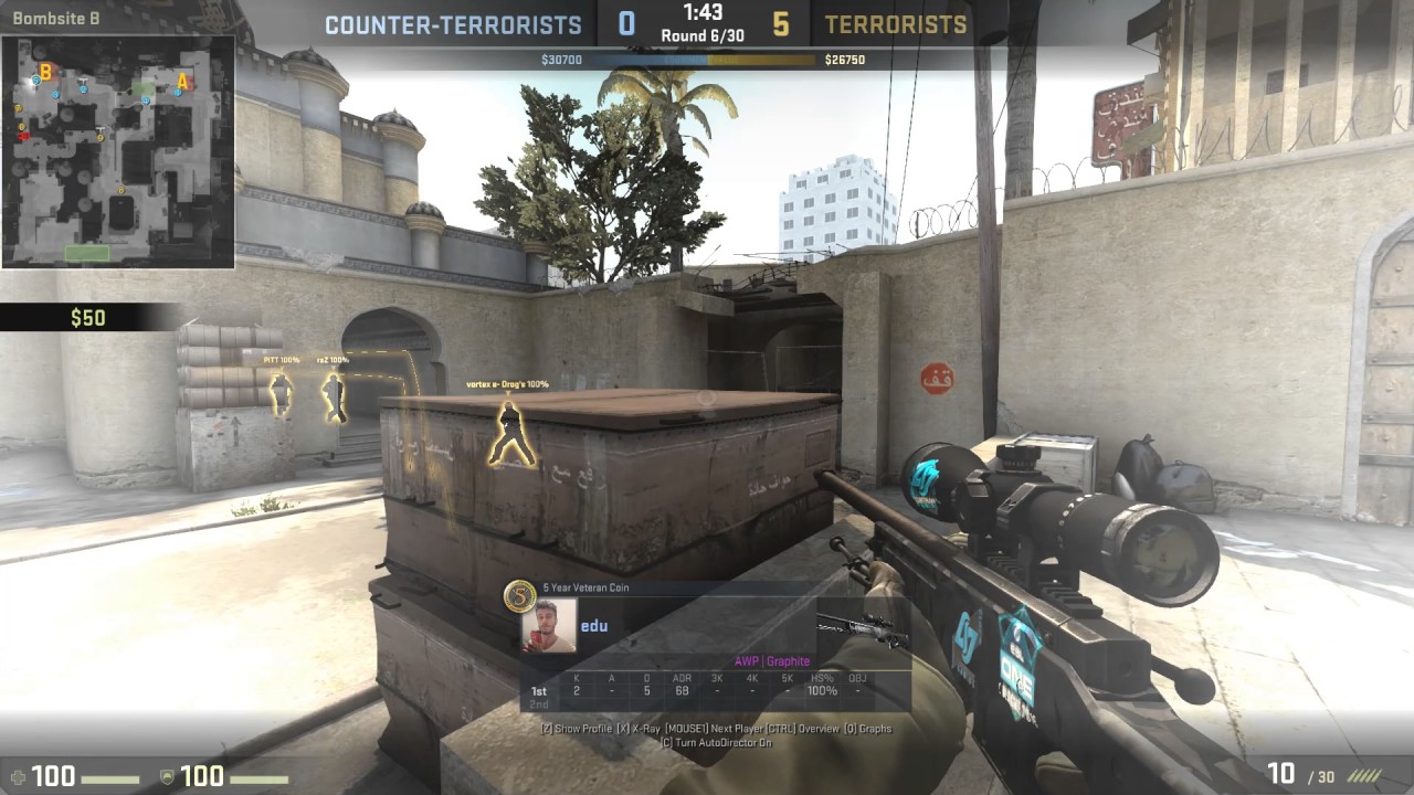 CSGO AWP GRAPHITE FN NO SCOPE - YouTube