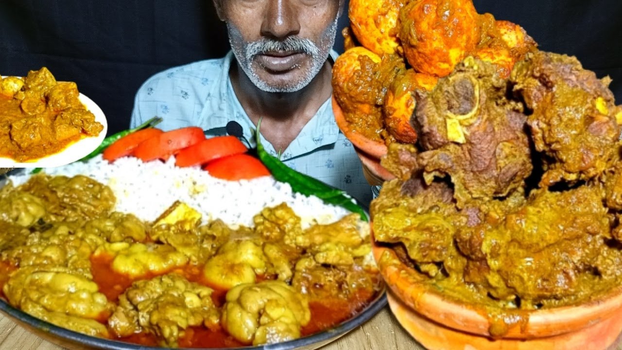 Eating Oily Mutton Fat Curry, Mutton Curry, Egg Curry, Mutton Hart ...