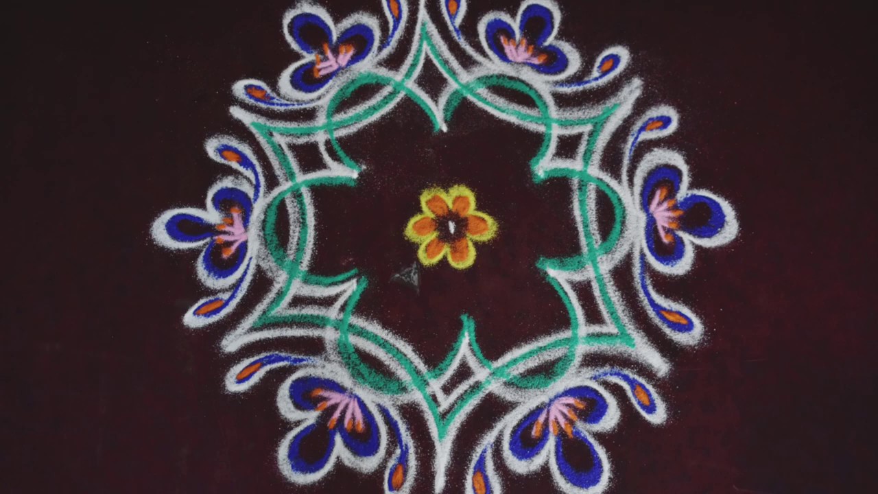 Simple design kolam | Daily rangoli | Easy rangoli by DV kolam - YouTube