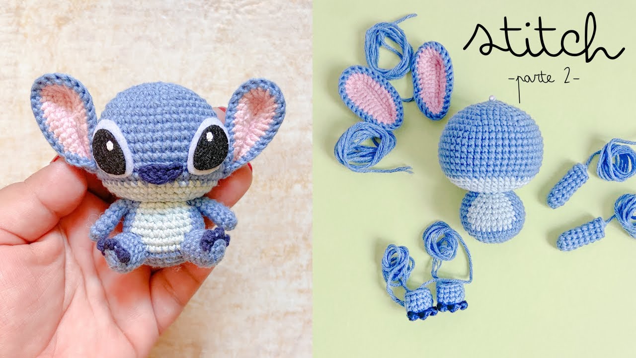 Stitch amigurumi a crochet ENG/ESP | OREJAS Y PIERNAS... (2) - YouTube