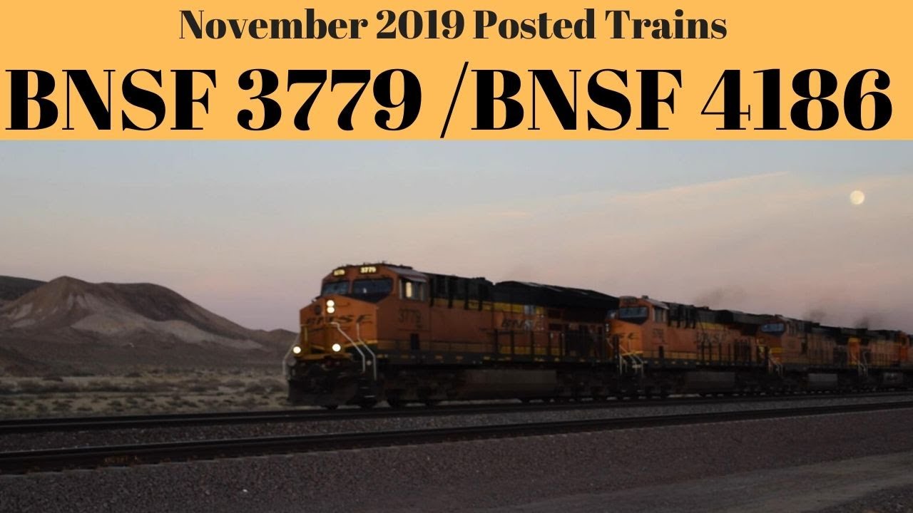 BNSF Intermodal Train BNSF 3779 Westbound Meets Eastbound Manifest Train BNSF 4186 - YouTube
