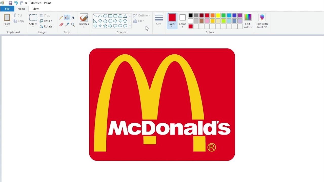 How to draw the McDonald's logo 1975 to present using MS Paint | How to ...