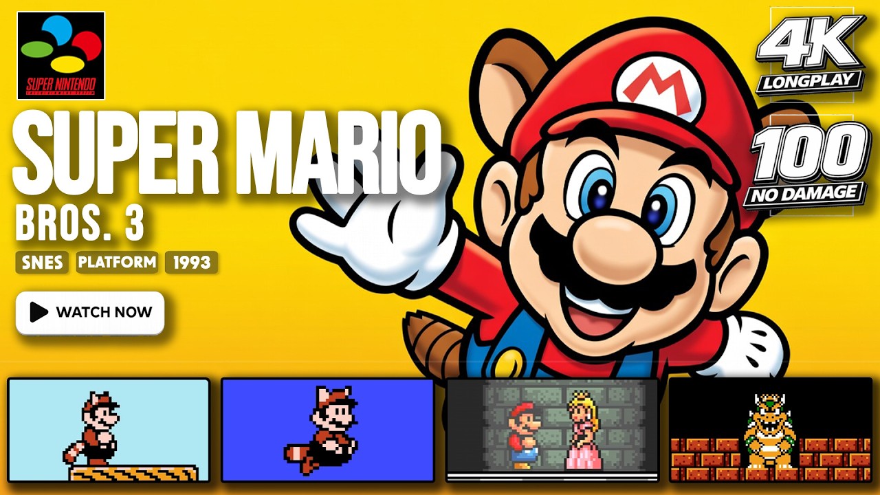 [100% & NO DAMAGE] Super Mario Bros 3 | SNES LONGPLAY | FULL GAME | 4K ...