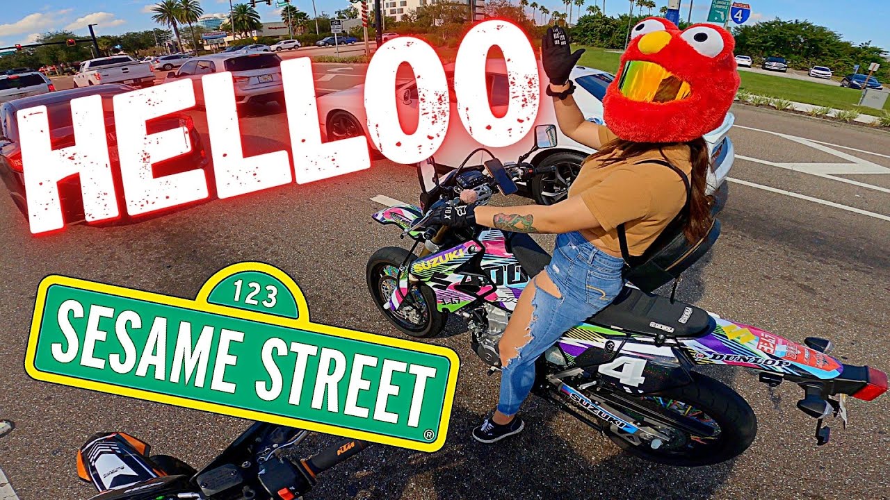 ELMO RIDES AROUND ON MOTORCYCLE | Mr2Moto - YouTube