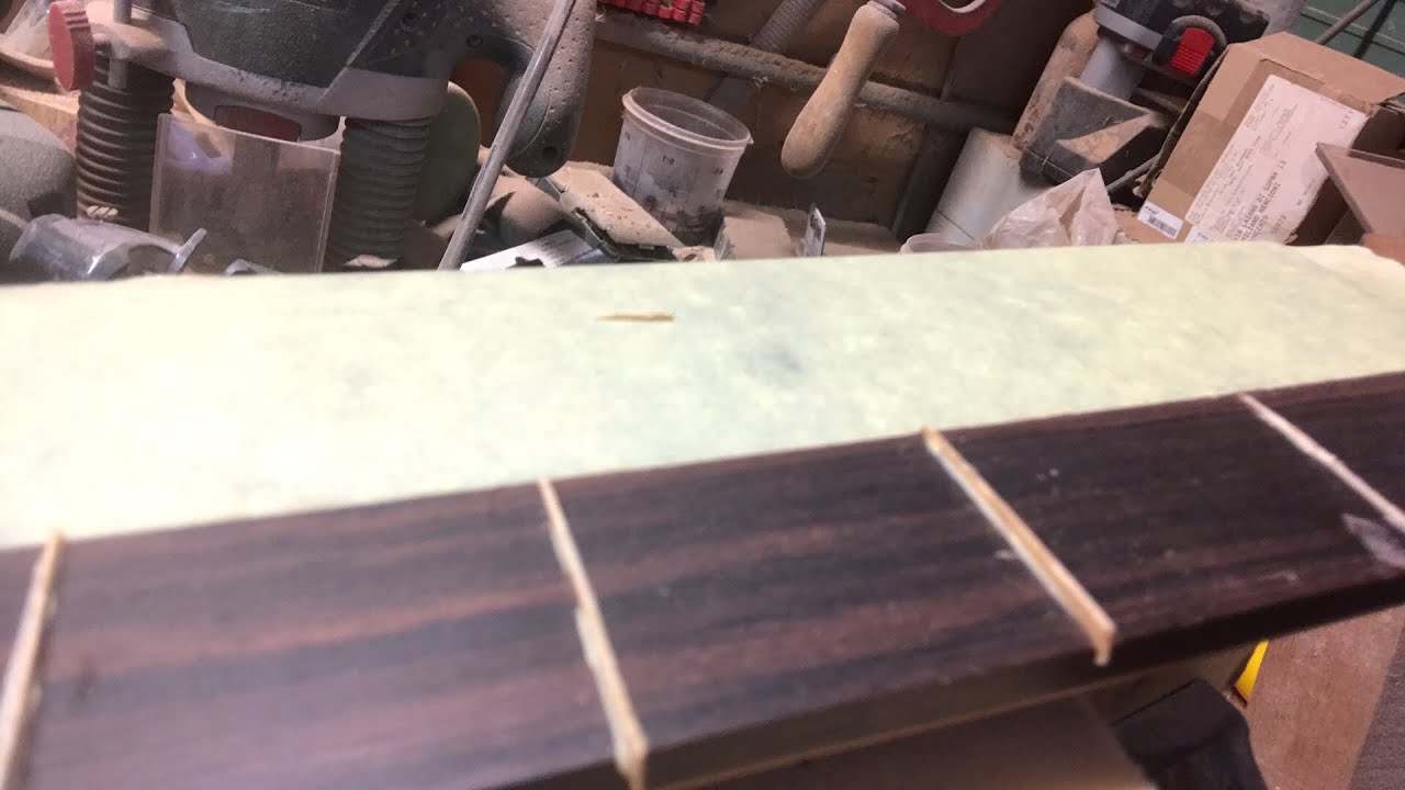 Inlaying a fretless ebony fretboard of a custom made bass - part 2 ...