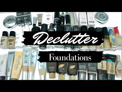 MAKEUP DECLUTTER: FOUNDATIONS | DECLUTTERING MAKEUP COLLECTION - YouTube