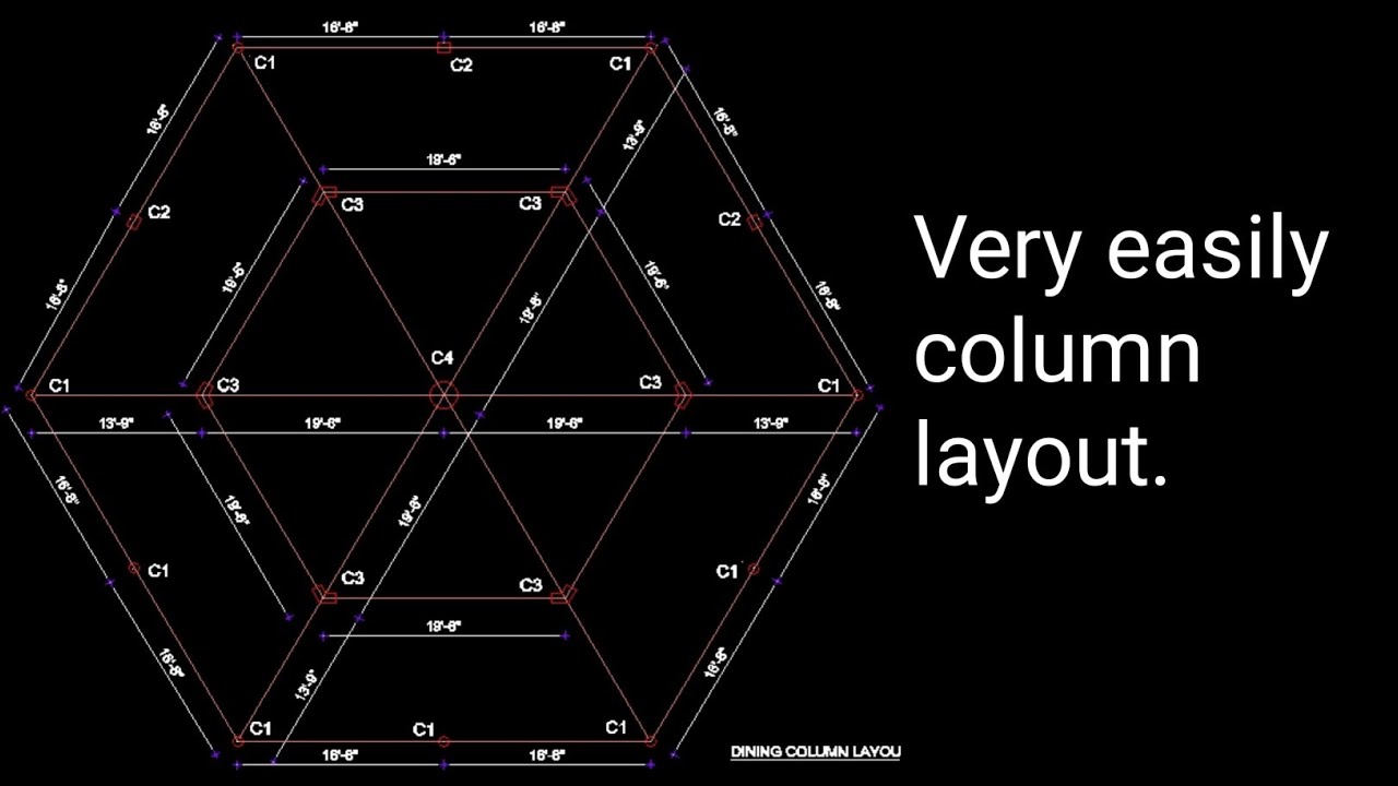 Column Layout Plan in AutoCAD। Structural column Drawing layout plan ...