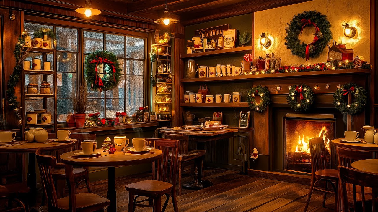Smooth Jazz Nights 🎶 Cozy Cabin Coffee Shop with Fireplace for Ultimate ...