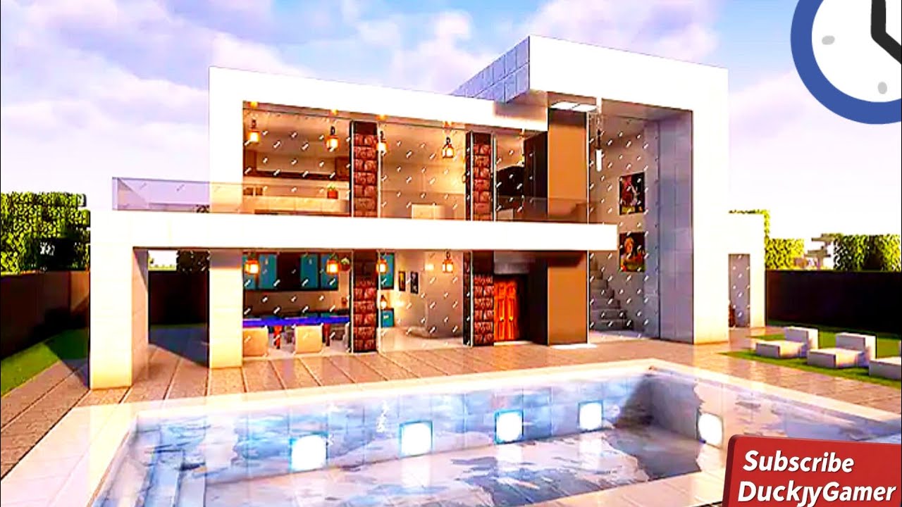 MINECRAFT: Modern Mansion [ Easy Tutorial] - YouTube