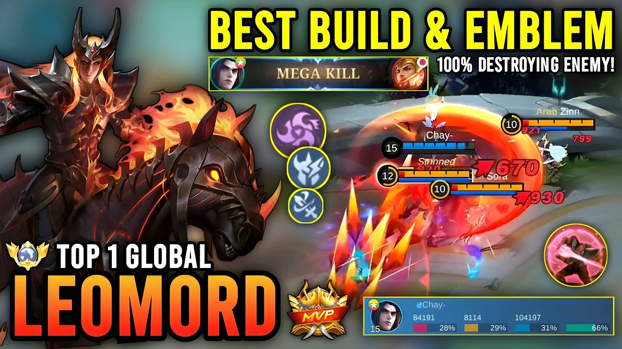 DESTROYING ENEMY!! LEOMORD BEST BUILD & EMBLEM 2023 | TOP 1 GLOBAL ...