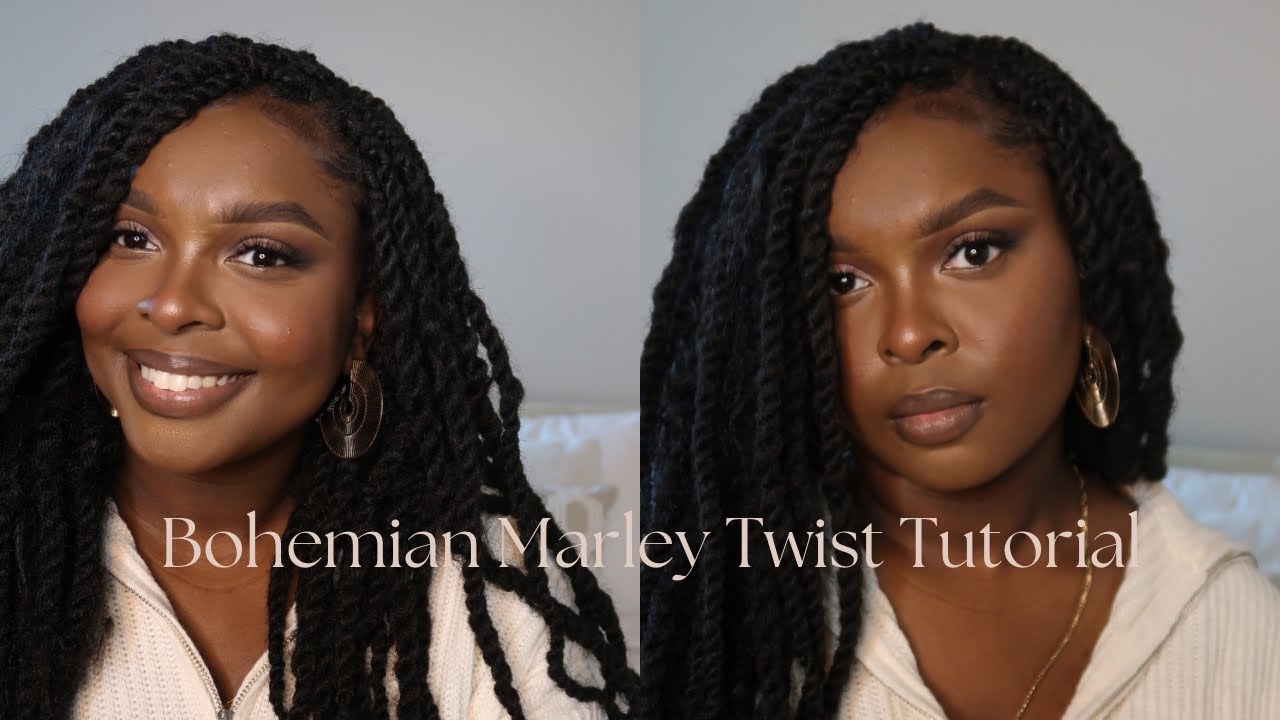 Bohemian Marley Twist over Locs Tutorial - YouTube