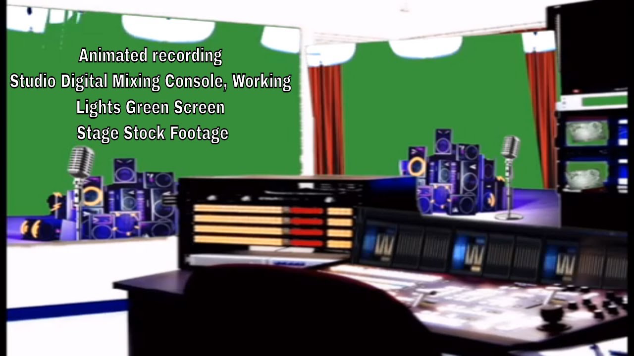Animated recording Studio Digital Mixing Console, Working Lights Green ...