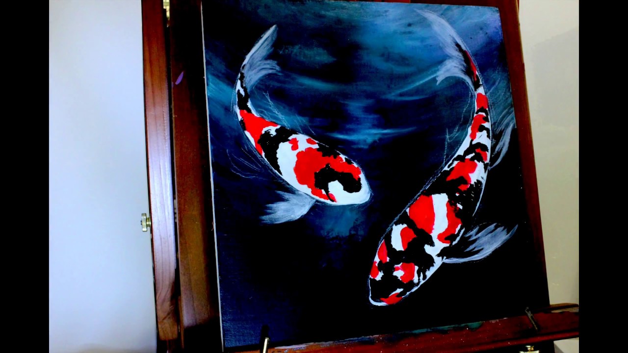 Painting Showa Koi Fish - Acrylic on wood panel - YouTube