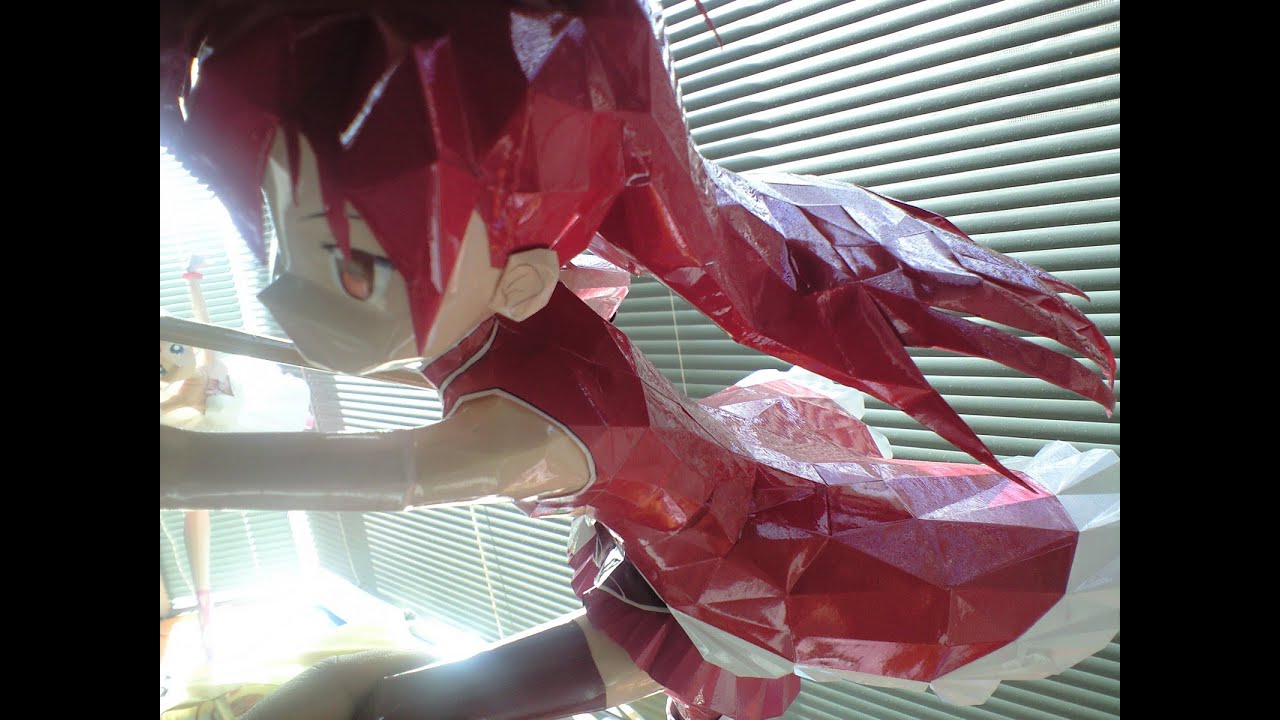 papercraft : puella magi madoka magica kyoko 40cm scale - YouTube