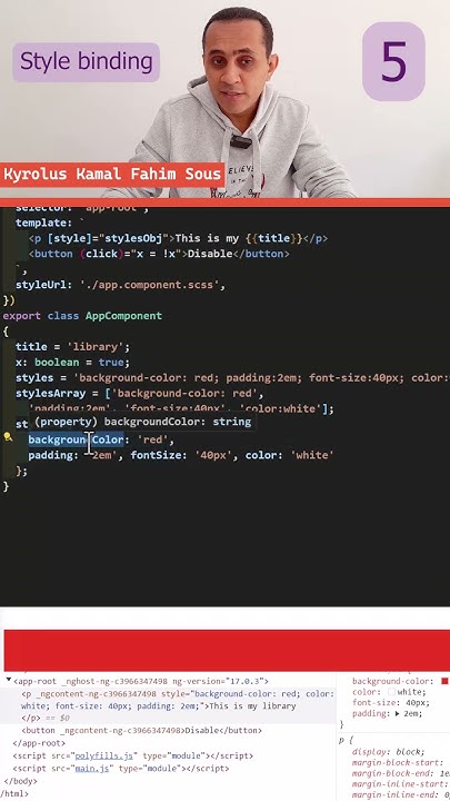 ربط اكتر من CSS rule مرة واحدة في Style binding في انجولار - #angular18 #angular17 - YouTube