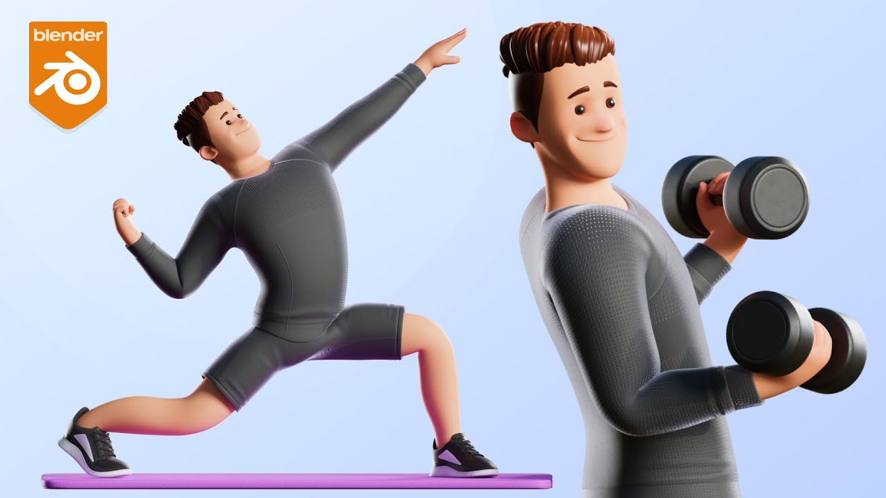 Blender - Sports Gym Fitness Man (Character Blender Library ) - YouTube
