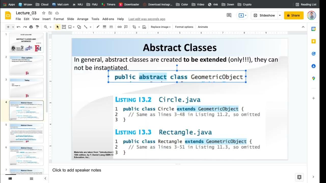 CS227 Lecture #3 - Abstract Classes & Methods - YouTube
