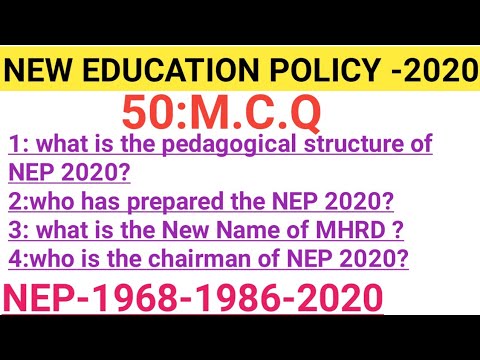 New Education Policy 2020 MCQ| National Education Policy 2020 MCQ ...