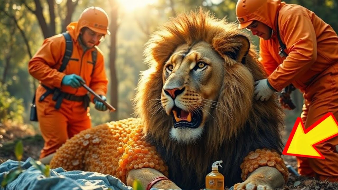 Incredible Honeycombed Covered Lion Rescue Mission! | Aimal Rescue Team ...