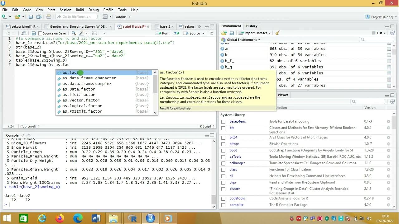 Commande essentielle (as.numerci et as.factor) sur Rstudio - YouTube