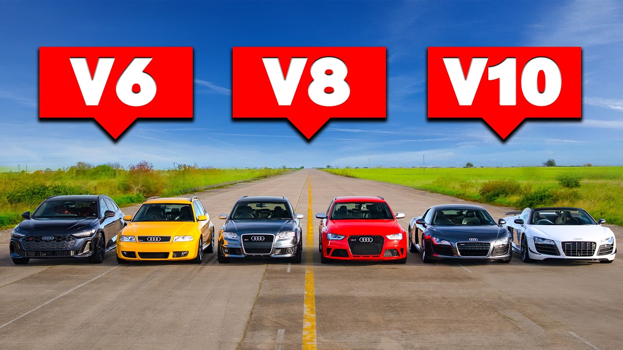 Corrida DEFINITIVA de Audis: V10 vs V8 vs V6 Turbo - YouTube
