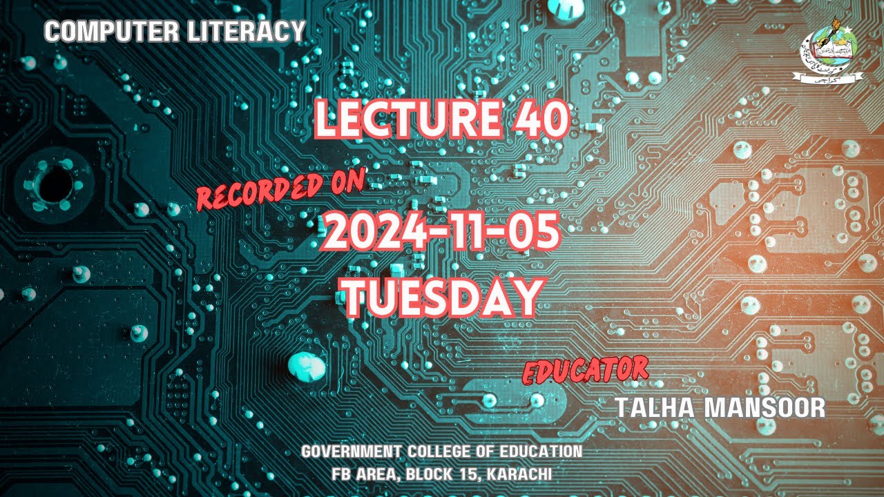 Lecture 40 - 2024-11-05, Tuesday - YouTube