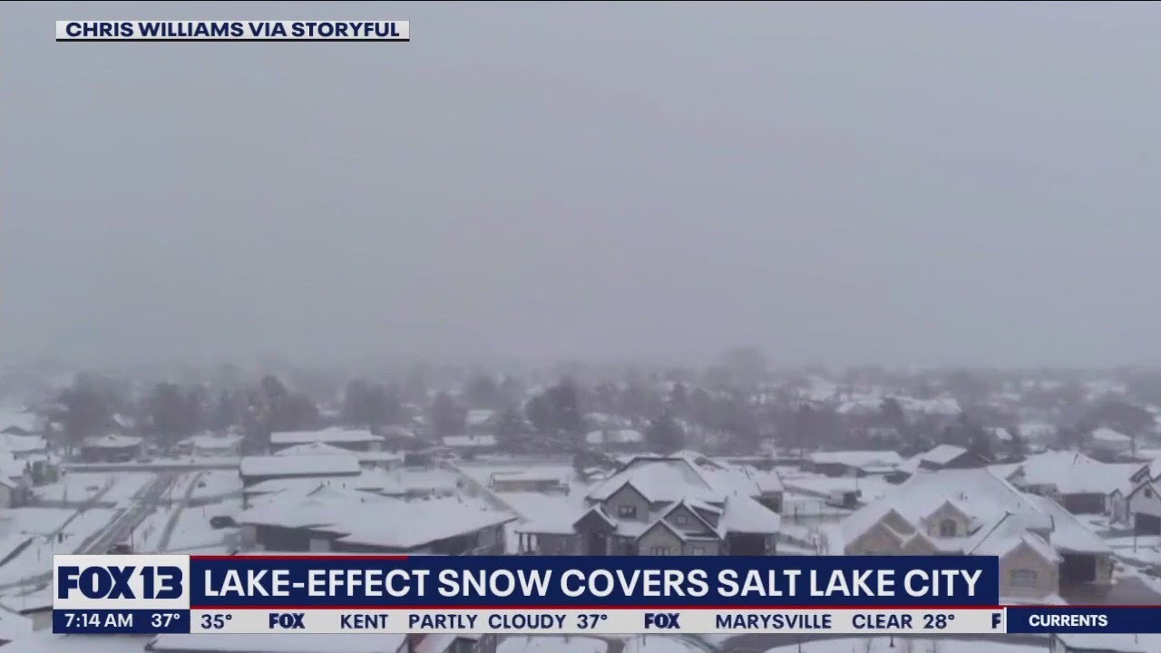 Lake-effect snow covers Salt Lake City, Utah | FOX 13 Seattle - YouTube