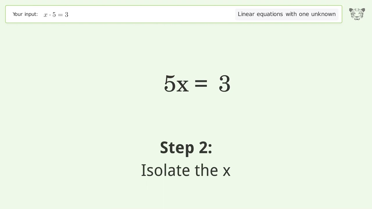Linear Equation With One Unknown Solve X 5 3 Step by step Solution Linear Equation With One Unknown Solve X 5 3 Step by step Solution