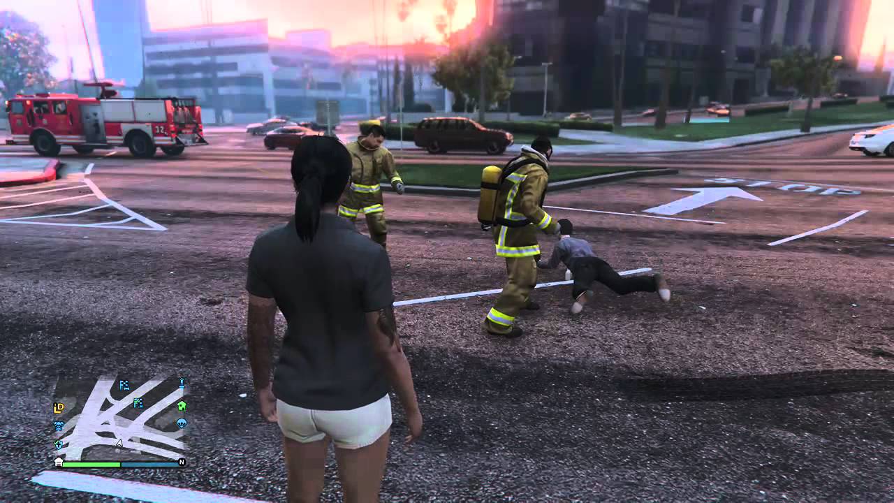 GTA 5 - Fire Fighters Vs Civilian Fight. - YouTube