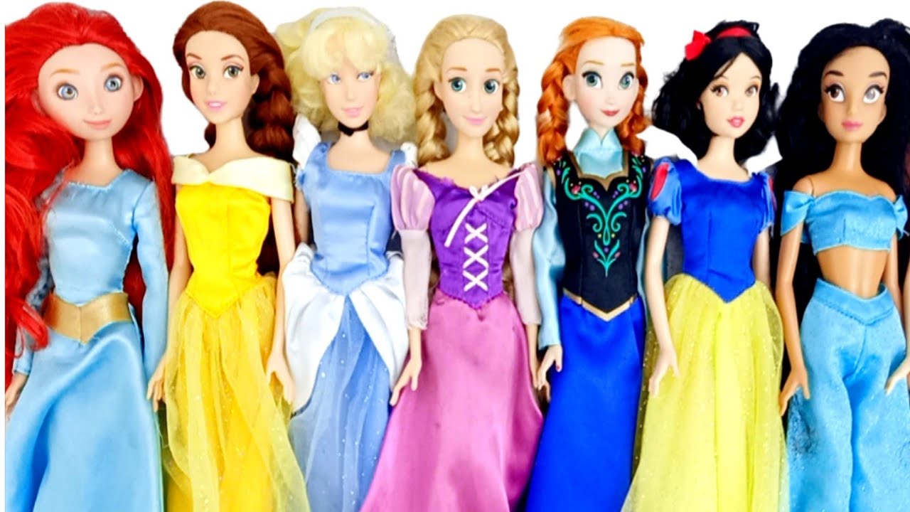 unboxing disney toy collection, doll collection disney princess box ...