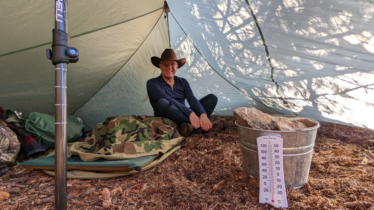 Heating my Floorless Tent with Hot Rocks -- Solo Camping - YouTube
