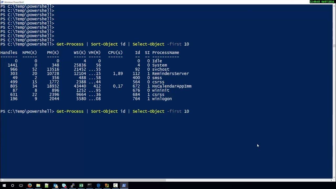 Get All Processes Sorted By Id With Powershell Youtube