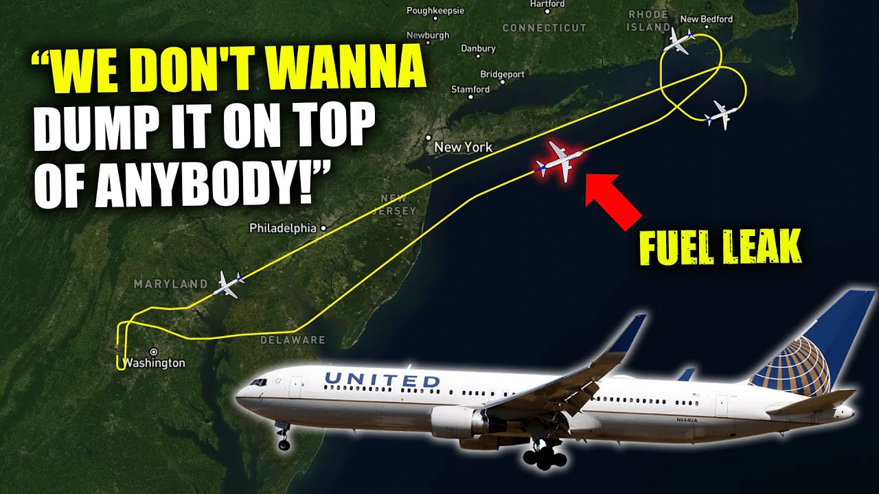 United Boeing 767 DUMPS FUEL and RETURNS TO DULLES - YouTube