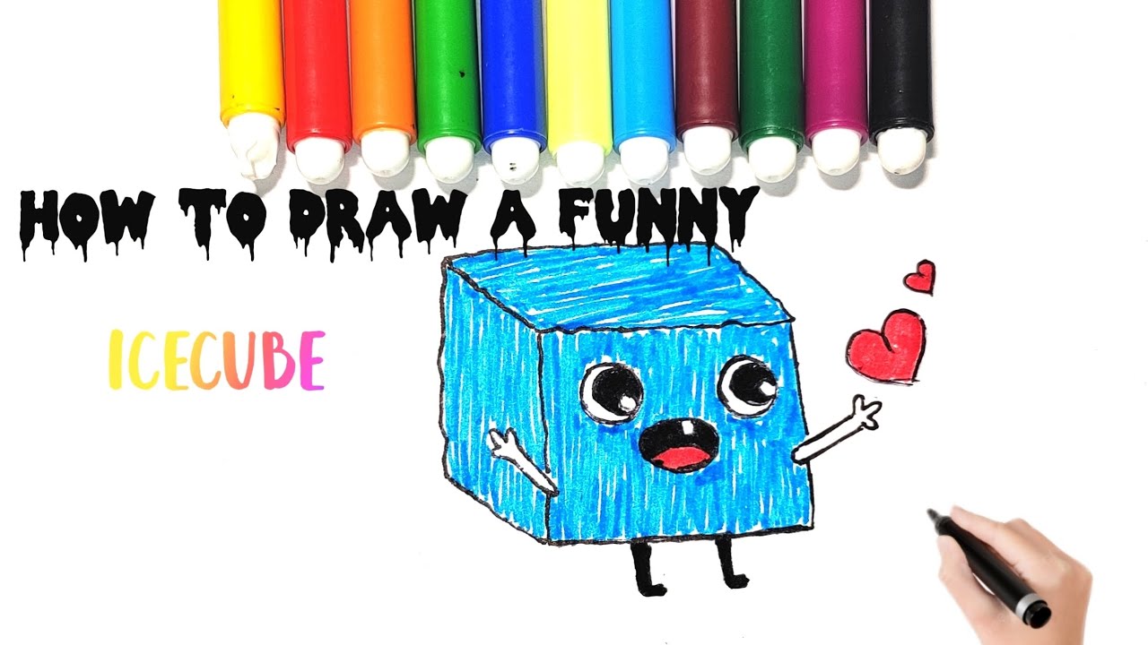 How to draw a funny icecube, Icecube drawing for kids - YouTube